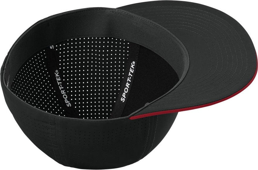 Sport-Tek STC64 Pro-Cut Stretch-Tek Cap - Black Deep Red Black - HIT a ...