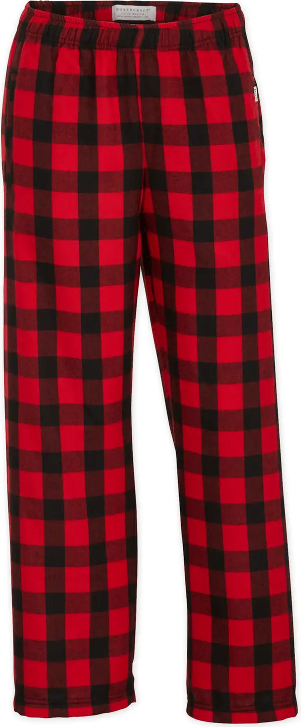 Boxercraft BY6624 Youth Poly Flannel Pant - Red Black Buffalo Plaid ...