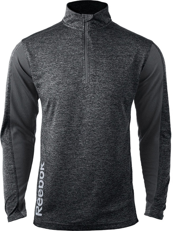 Reebok 7260 Crossover Long Sleeve Quater-Zip - Heather Black - HIT a Double