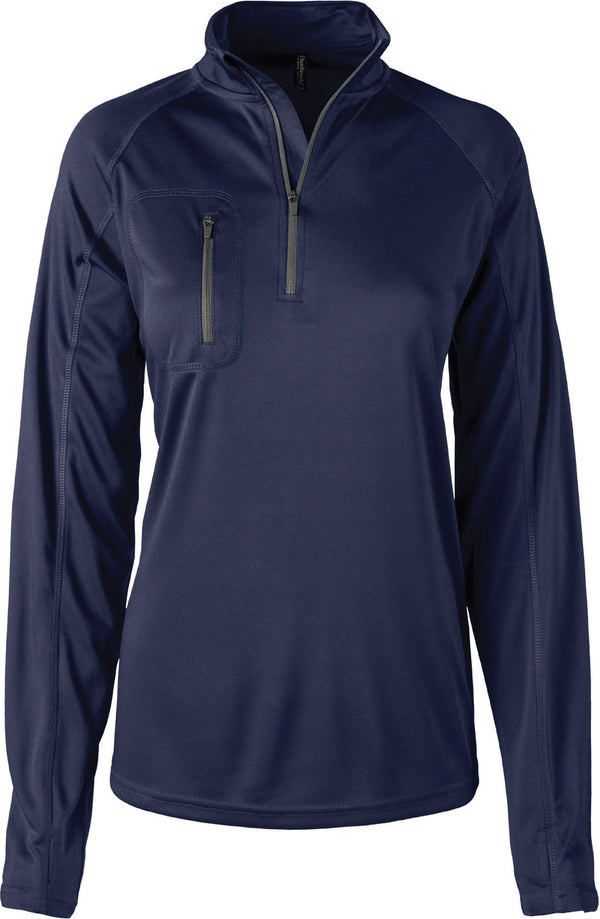 Dunbrooke 3556 Ladies Portal Long Sleeve Quater-Zip - Navy - HIT a Double