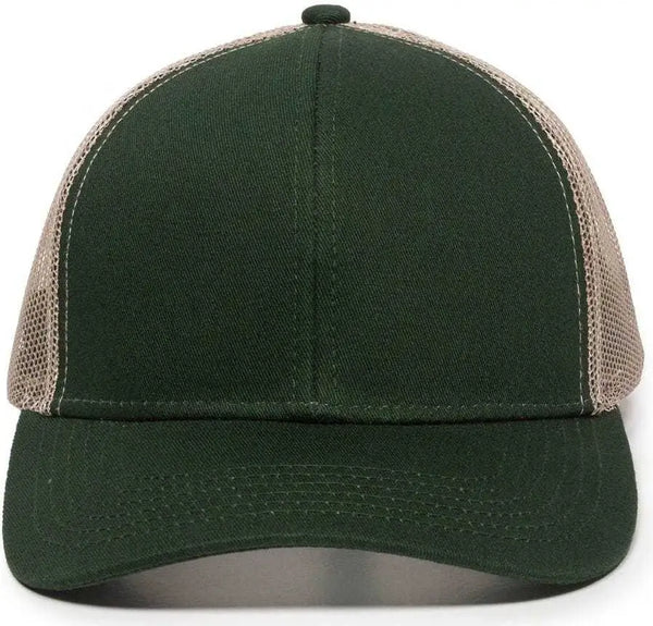 Team Adjustable Mesh Ball Cap Dk Green Khaki - HIT a Double