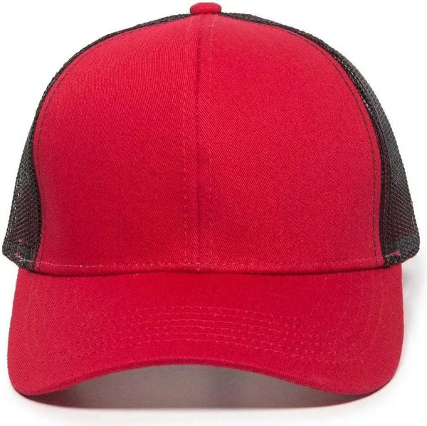 Team Adjustable Mesh Ball Cap Red Black - HIT a Double