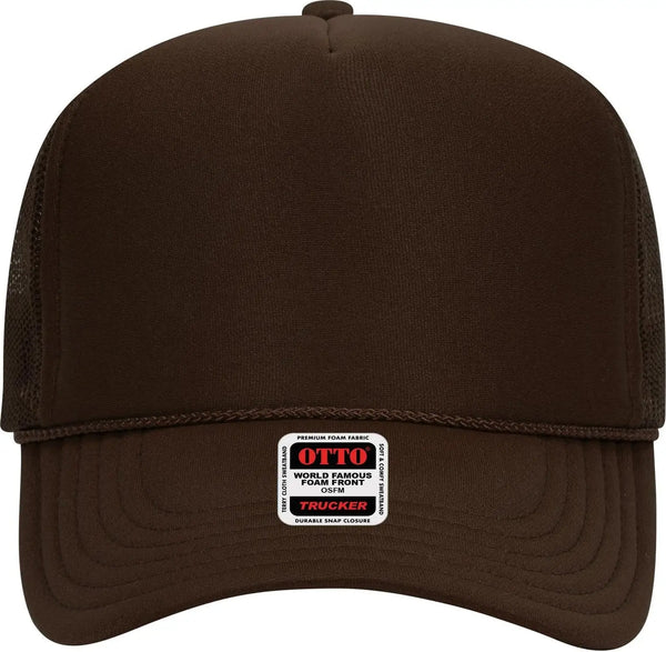 Brown 5 Panel High Crown Mesh Trucker Cap - HIT a Double