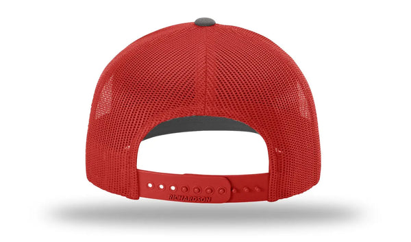 Richardson 112 Trucker Cap Charcoal Red - HIT a Double