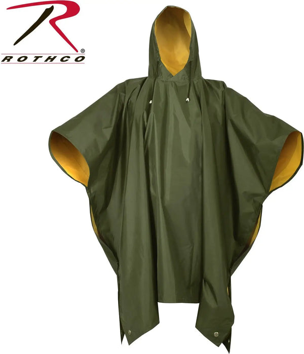 Reversible PVC Rain Poncho Blue Yellow Lined Hood - HIT a Double