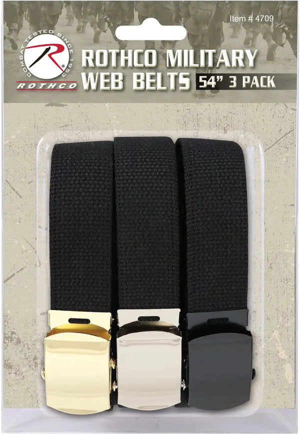 Military Web Belts 3 Pack Rugged Canvas Extreme Fit - HIT a Double