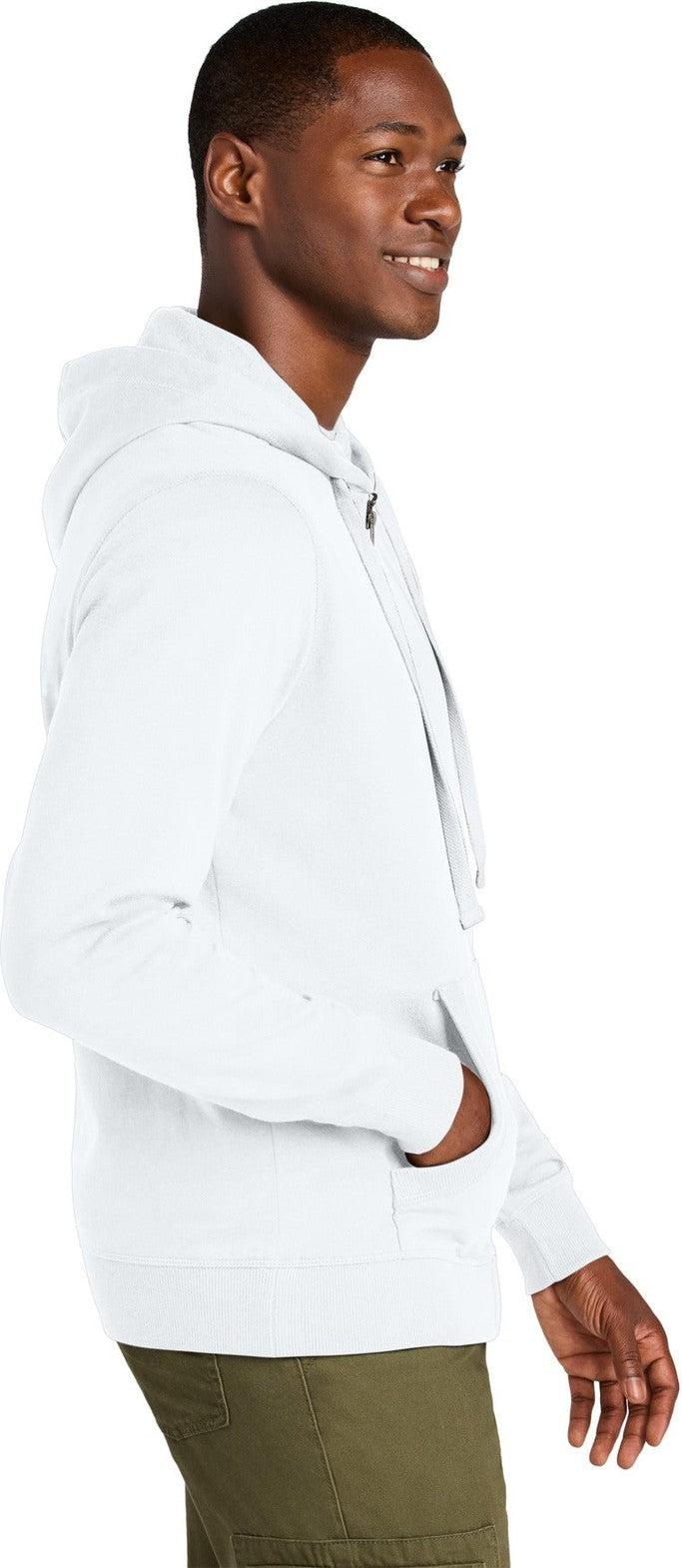 District DT8102 Re-Fleece Full-Zip Hoodie - White - HIT a Double