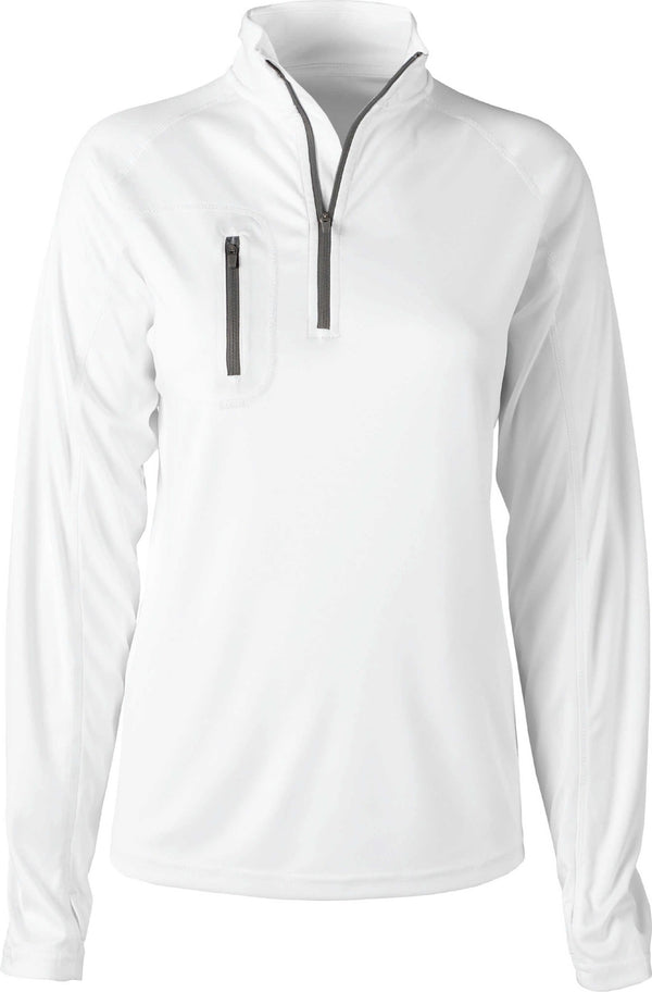 Dunbrooke 3556 Ladies Portal Long Sleeve Quater-Zip - White - HIT a Double